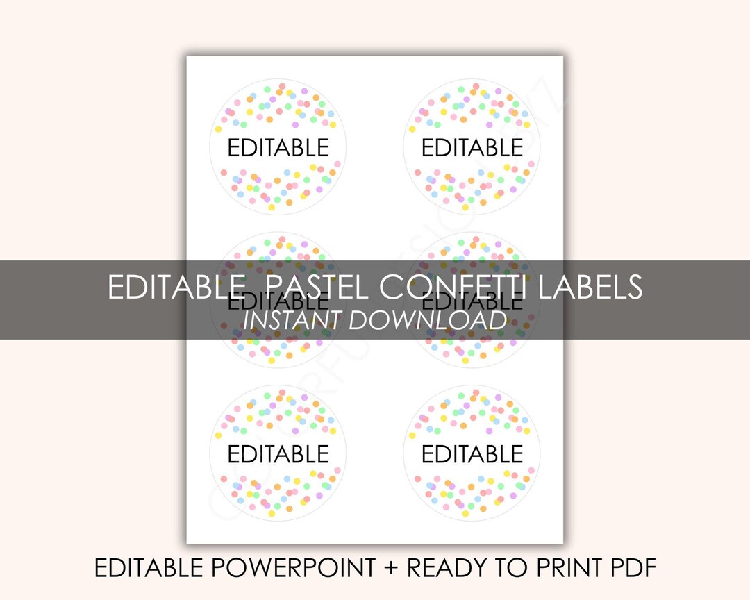 Editable 3" Round Labels | 6 per Page | Confetti Name Tags, Stickers ...