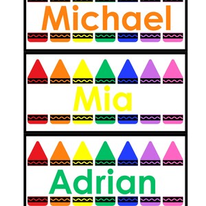 Editable Crayon Name Tags - Printable Classroom Desk Plates, Cubby Tags ...