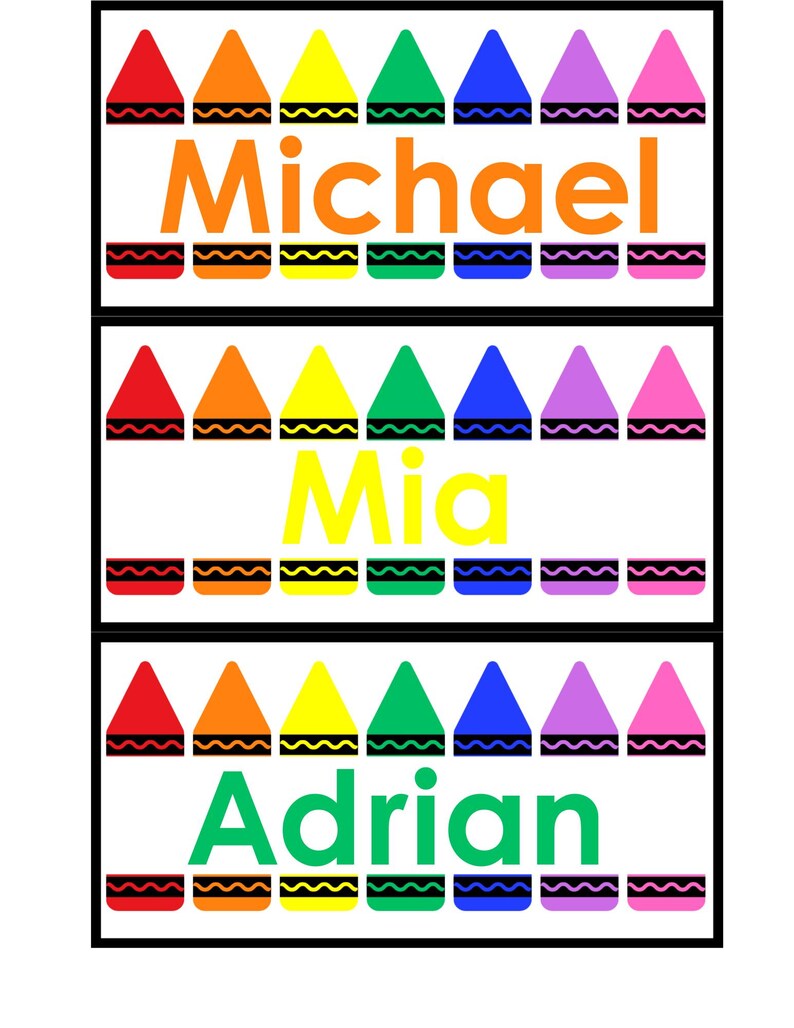 Editable Crayon Name Tags - Printable Classroom Desk Plates, Cubby Tags ...