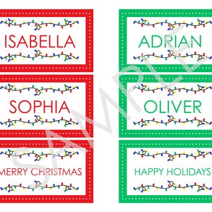 Editable Christmas Light Name Tags, Gift Tags, Labels | Holiday ...