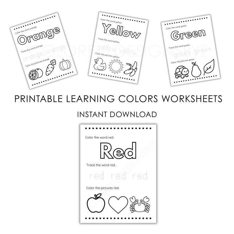 Printable Color Words Trace and Color Pages | Learning Colors Activity ...