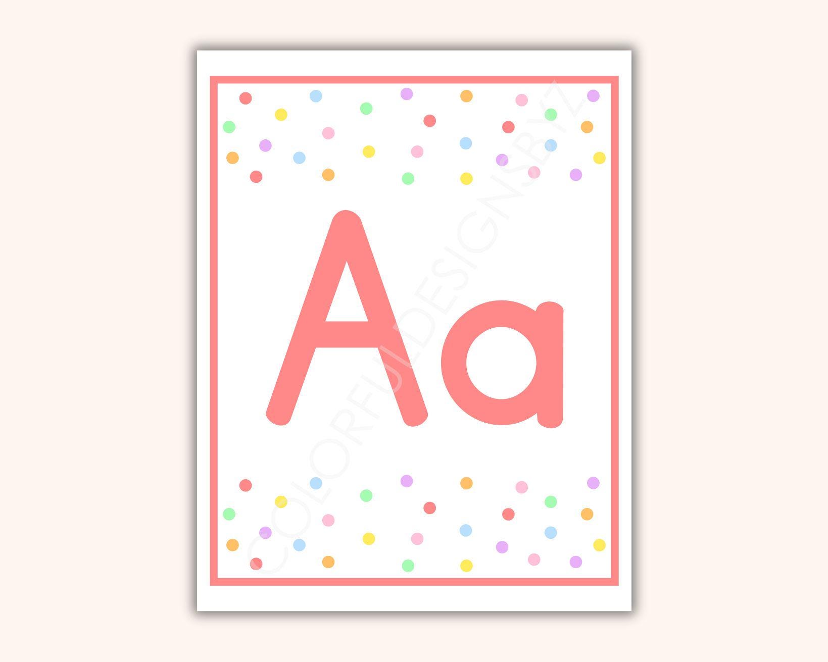 Pastel Polka Dot Alphabet Posters A-Z – Full Page Printable PDF – ABC ...