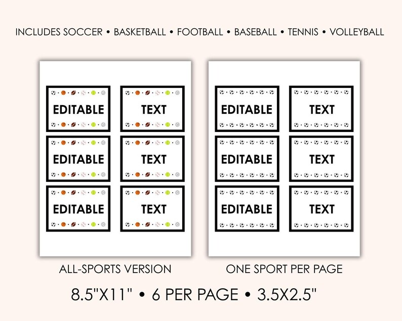Sports-themed Editable Name Tags | Classroom Labels Template | Sports ...