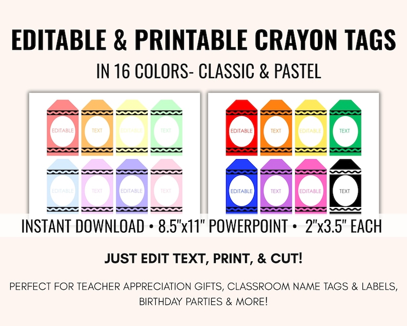 Editable Teacher Appreciation Gift Tags – Crayon-themed Printable ...