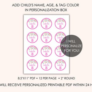 Personalized Birthday Printable – Name & Age – 2" Round Tags • Stickers ...
