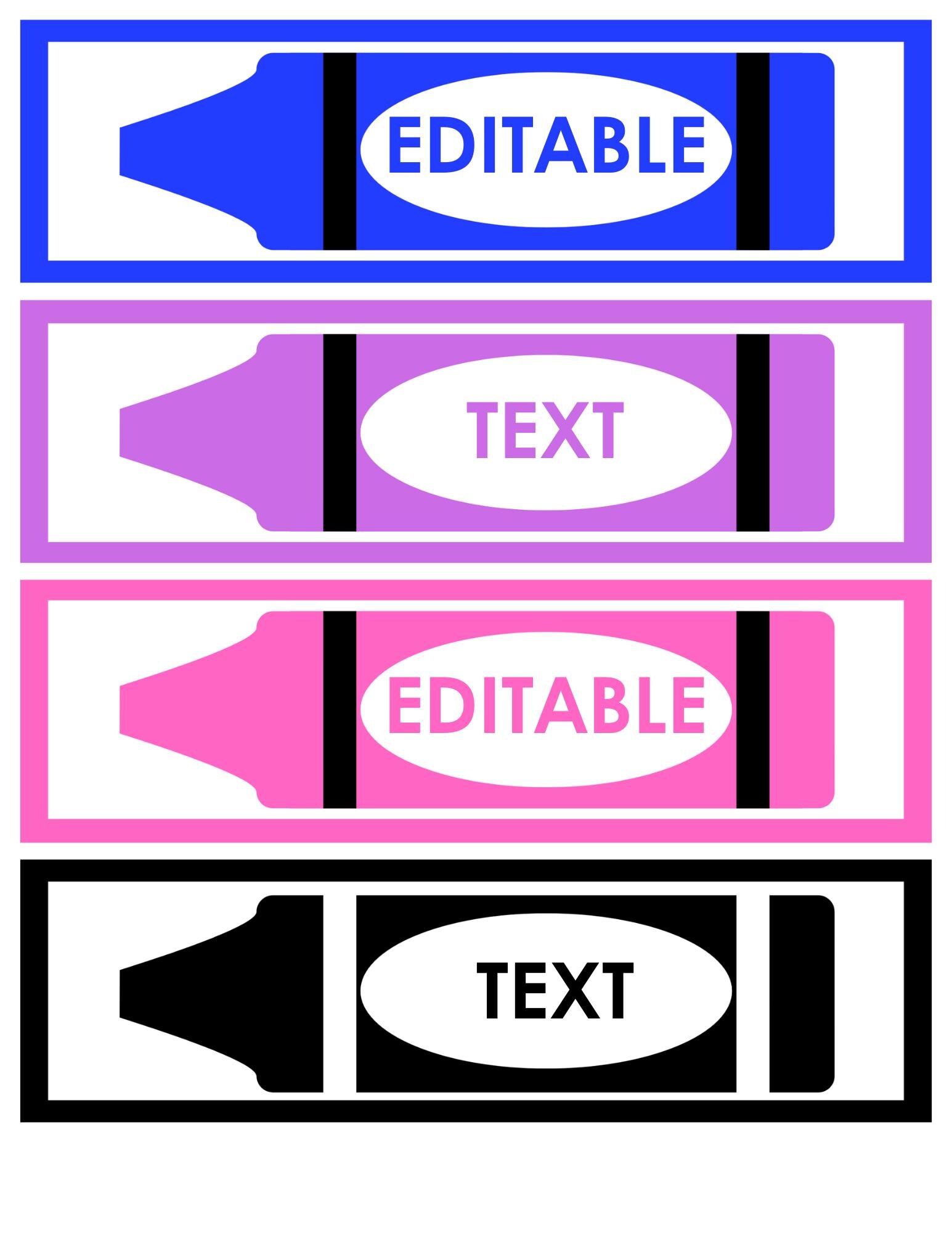 Editable Crayon Name Tags Printable Classroom & Homeschool Labels 8 ...