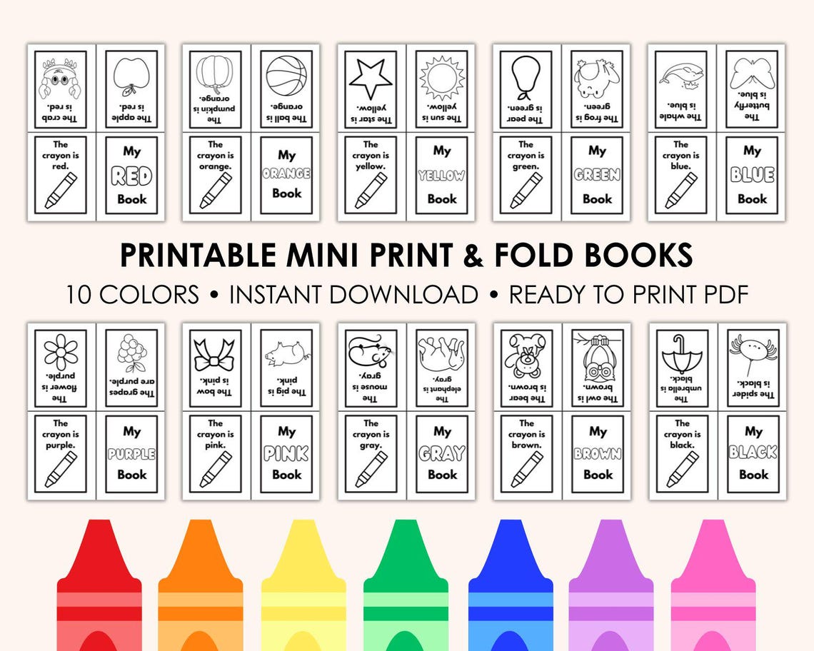 Color Word Mini Book Coloring Pages – 10 Printable “my Color Book ...