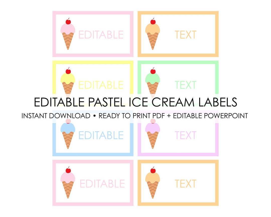 Editable Ice Cream Labels – Powerpoint + PDF – Summer Treat Tags – 3.5 ...
