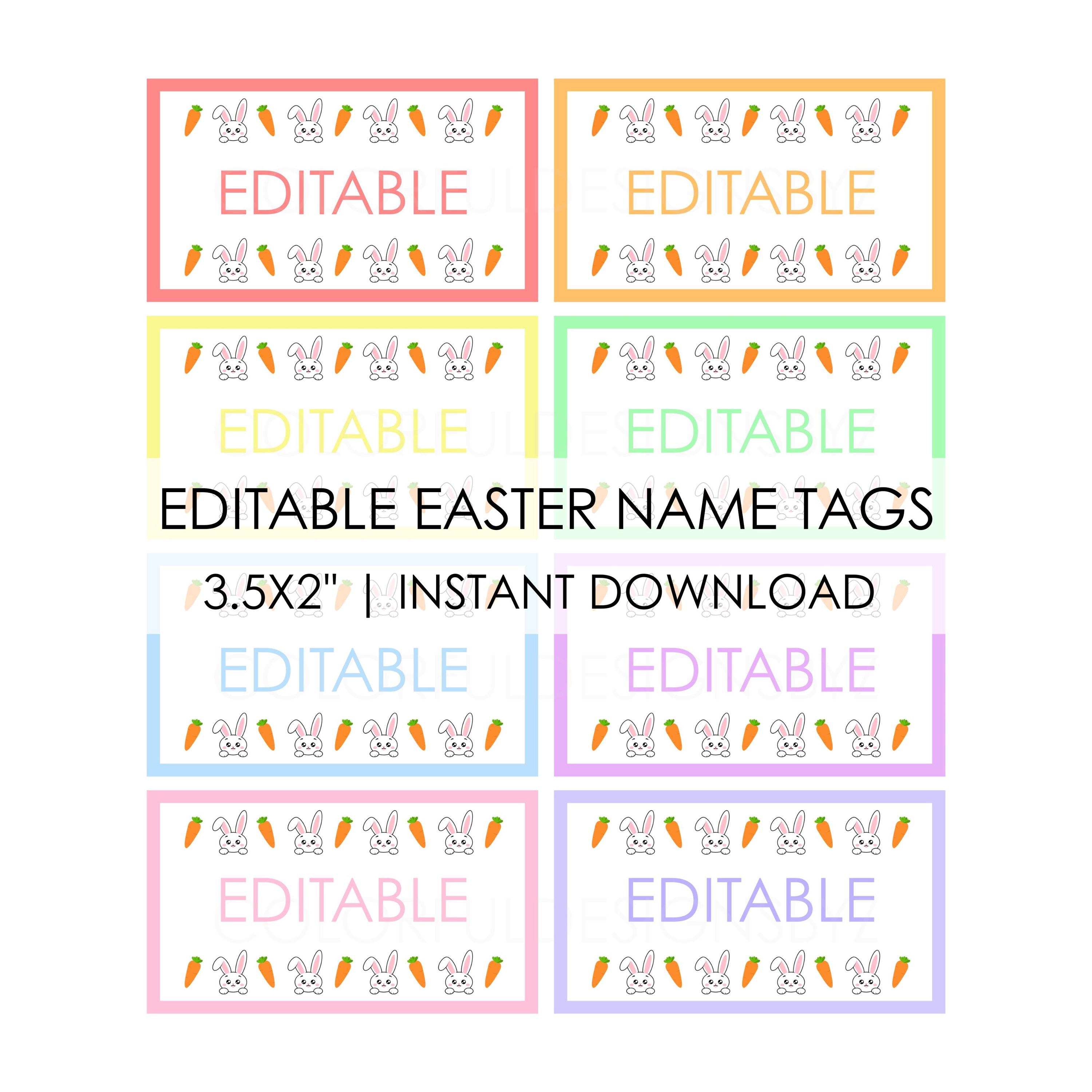 Editable Easter Bunny & Carrot Labels Template , 3.5"x2", Printable ...