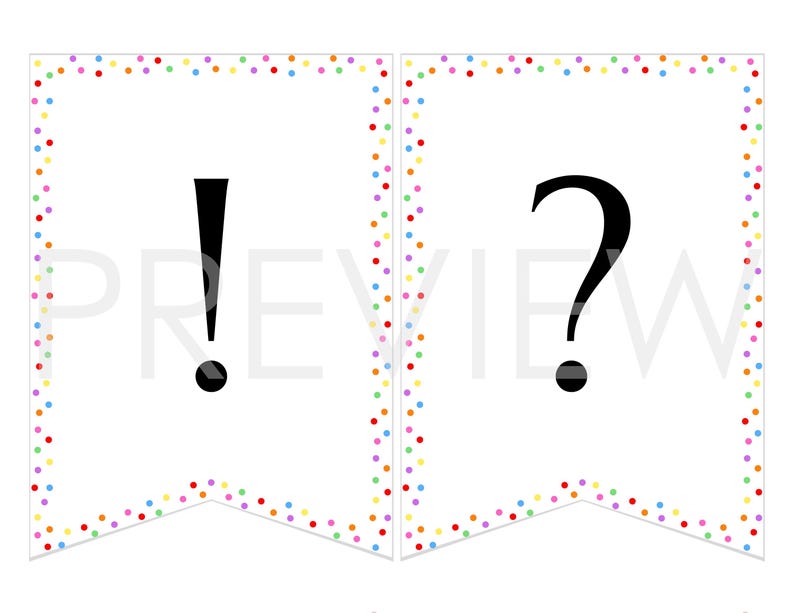 Printable Confetti Banner Letters A–Z & Numbers – 5x7 Flag Bunting ...