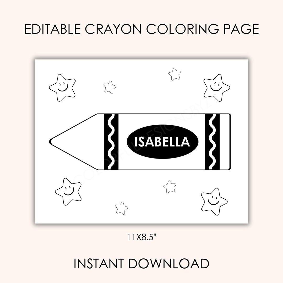 Editable Crayon Name Coloring Page | 8.5x11 Classroom Printable ...