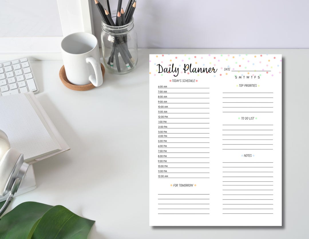Printable Daily Planner - 8.5"x11" PDF - Schedule, Priorities & To-do ...