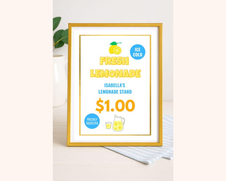 Editable Lemonade Stand Sign Canva Template – 8.5x11 Printable Summer ...