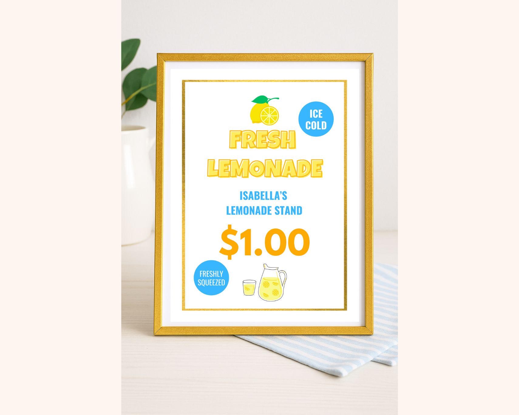 Editable Lemonade Stand Sign Canva Template – 8.5x11 Printable Summer ...