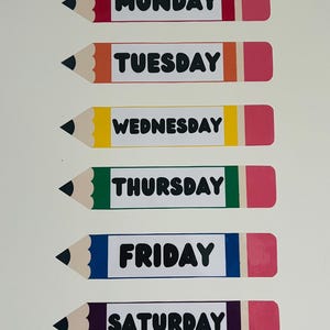 Printable 7 Days of the Week Pencils Display Early Learning Back to ...
