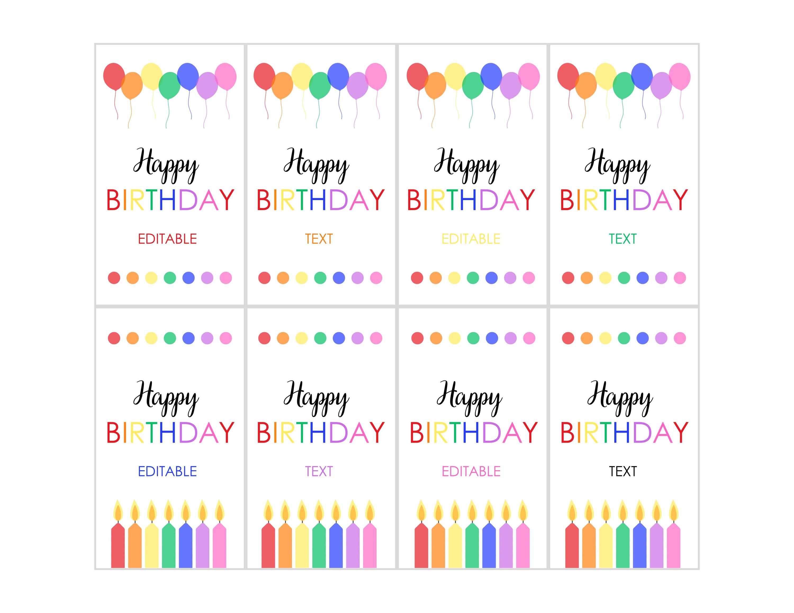 Happy Birthday Printable Tags - Editable Text - DIY Gift Tags ...