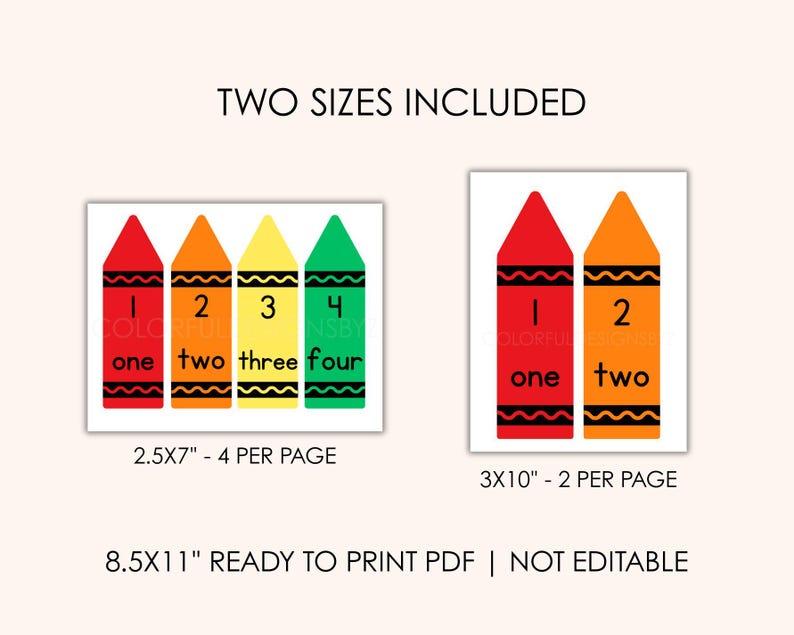 Number Flashcards Crayon Printable | 1-10 Number Recognition ...