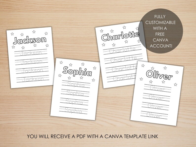 Editable Name Tracing Worksheet Canva Template | Personalized ...