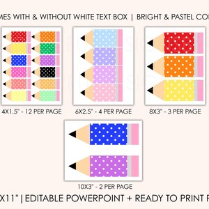 Editable Pencil Labels for Classroom – Polka Dot Name Tags – 4 Sizes ...