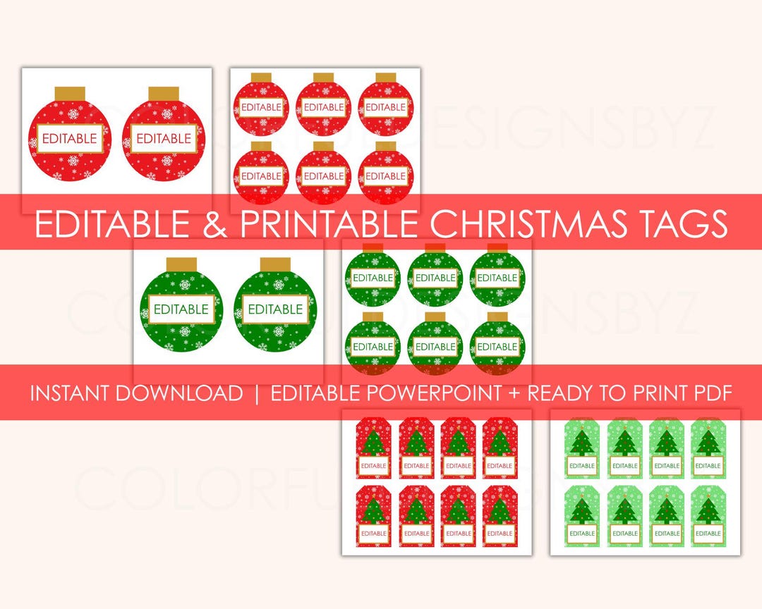 Editable Christmas Gift Tags & Ornament Tags – Printable Holiday Tags ...