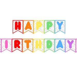 Happy Birthday Banner Printable - Polka Dot Rainbow Party Decoration ...