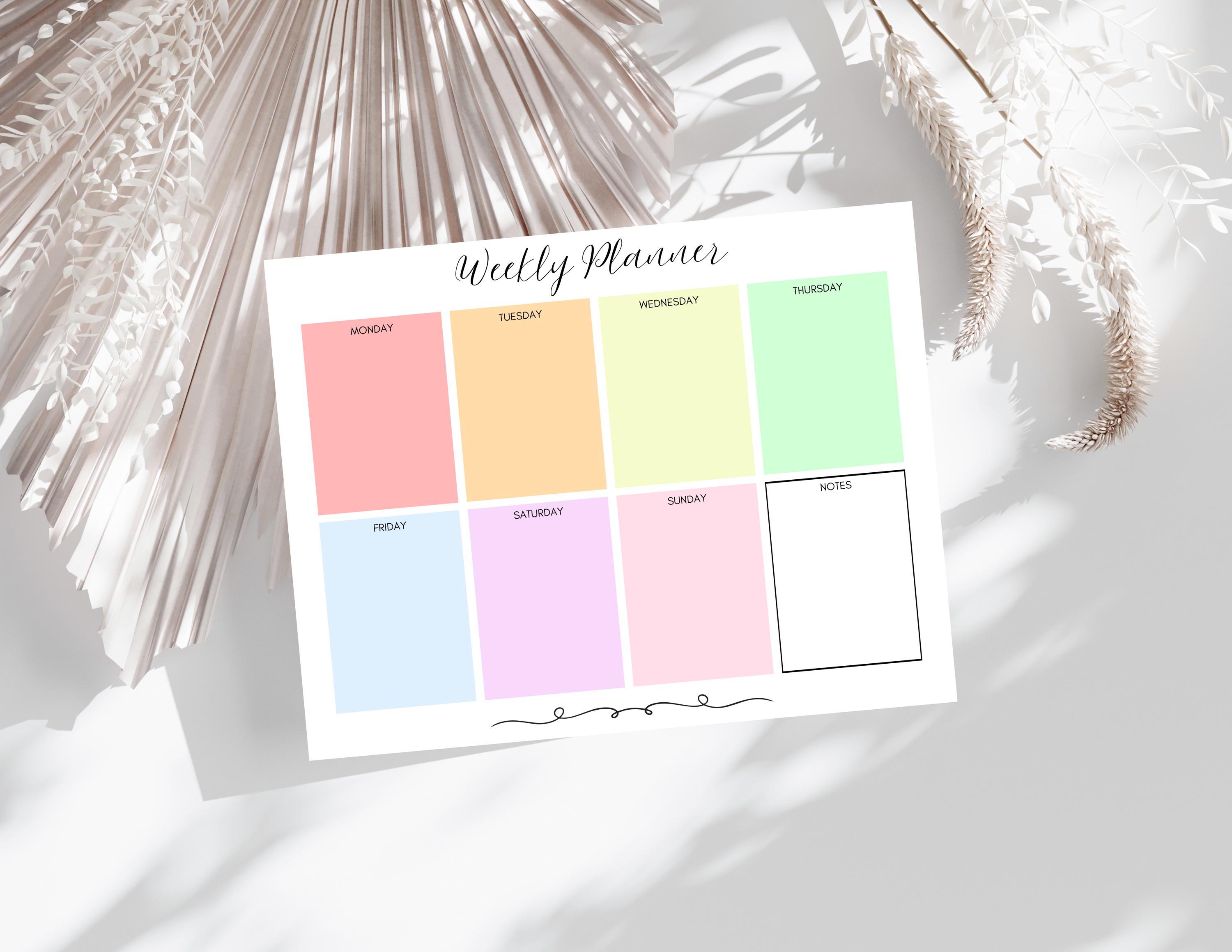 Weekly Planner Printable | Horizontal Undated Weekly Schedule | 11x8.5 ...