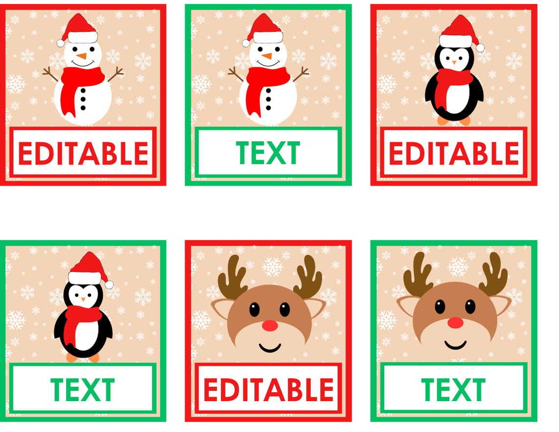 Editable Christmas Labels | Printable Holiday Name Tags | Snowman ...