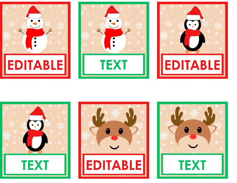 Editable Christmas Labels | Printable Holiday Name Tags | Snowman ...