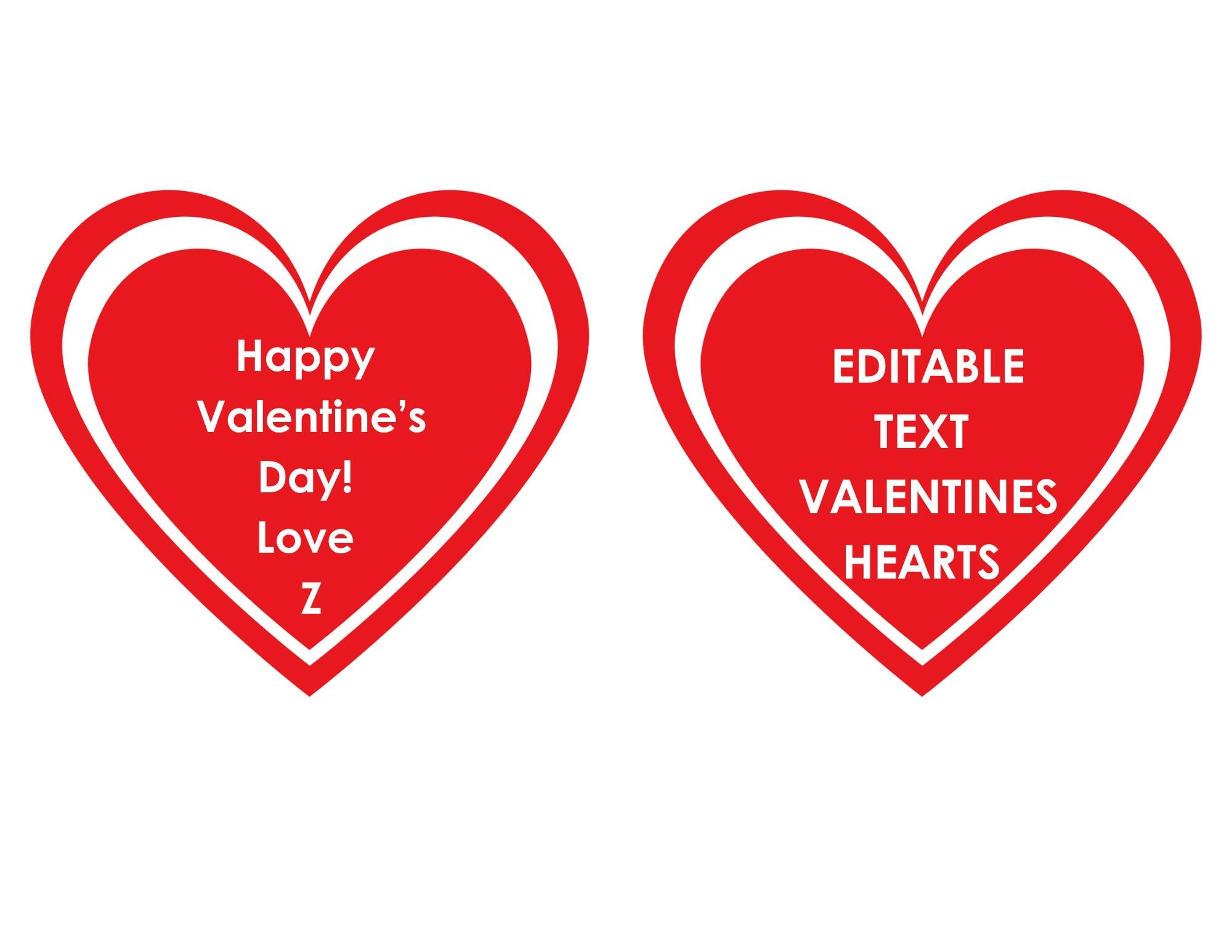 Editable Valentine’s Day Red & Pink Hearts | Printable 5" Hearts ...
