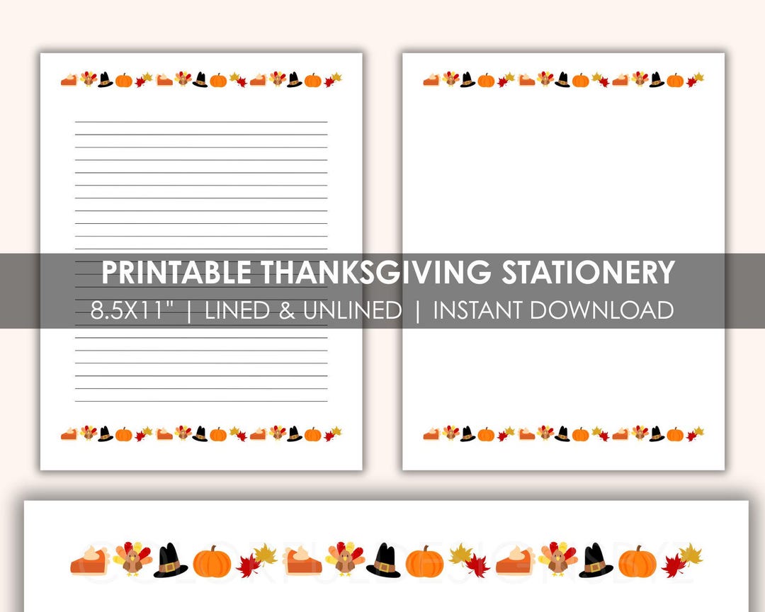 Thanksgiving Writing Paper Printable | Cute Turkey, Pumpkin & Pie ...