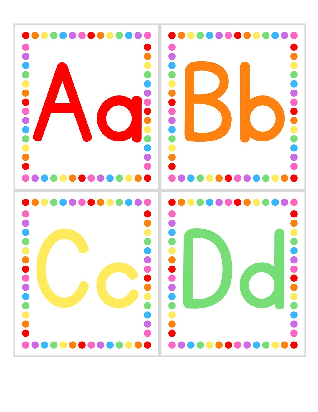Rainbow Polka Dot Alphabet Cards | Non-editable Printable PDF | A to Z ...