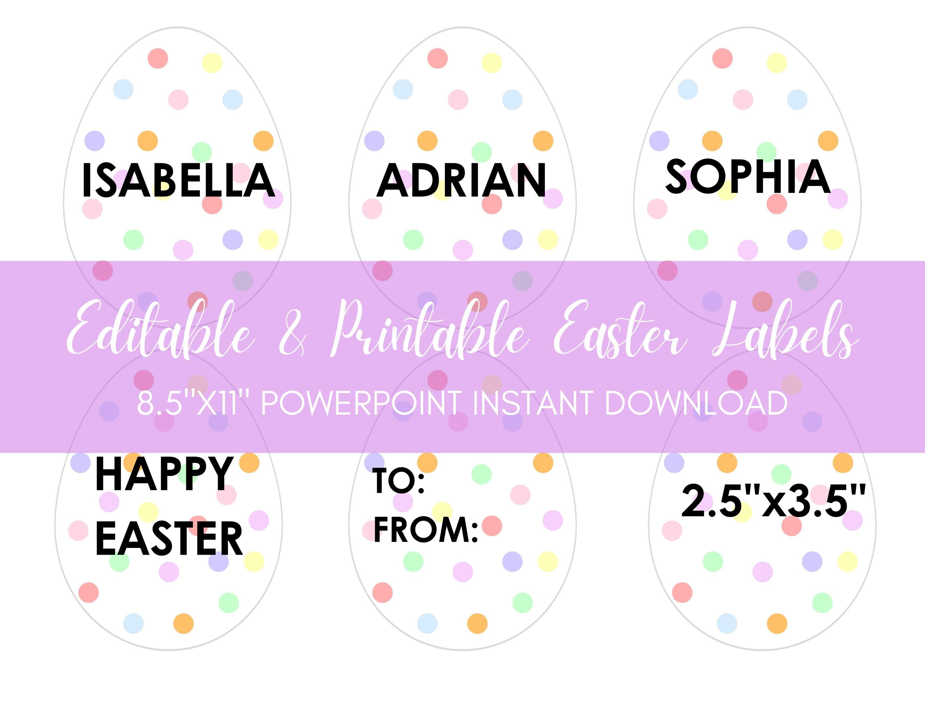 Editable Easter Egg Gift Tags | Printable Easter Labels | Custom Easter ...