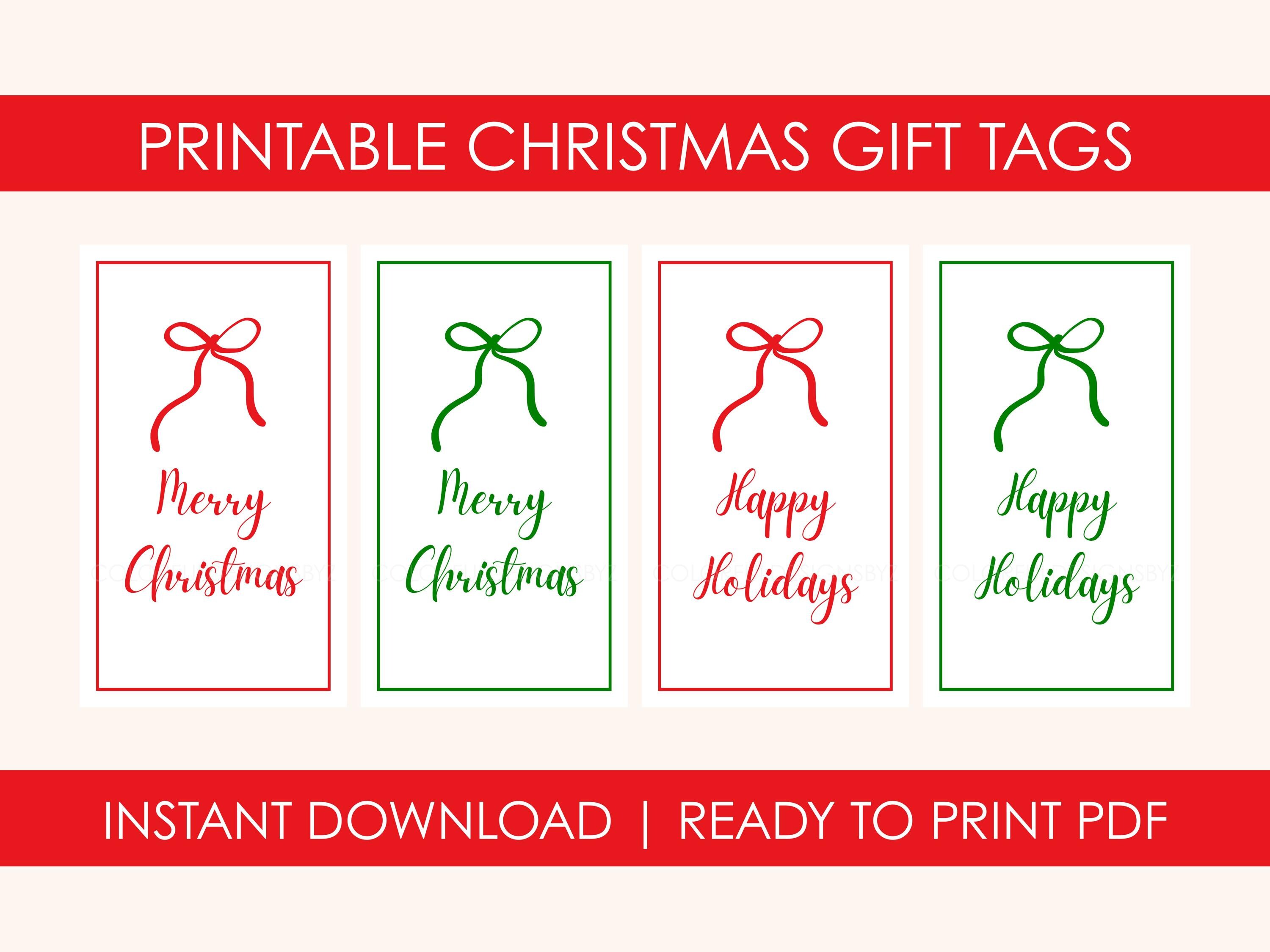 Printable Christmas Gift Tags Red & Green | Merry Christmas + Happy ...