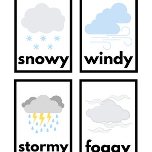 PRINTABLE 8 Weather Flashcards Great for Toddlers and Kids 2 Page PDF ...