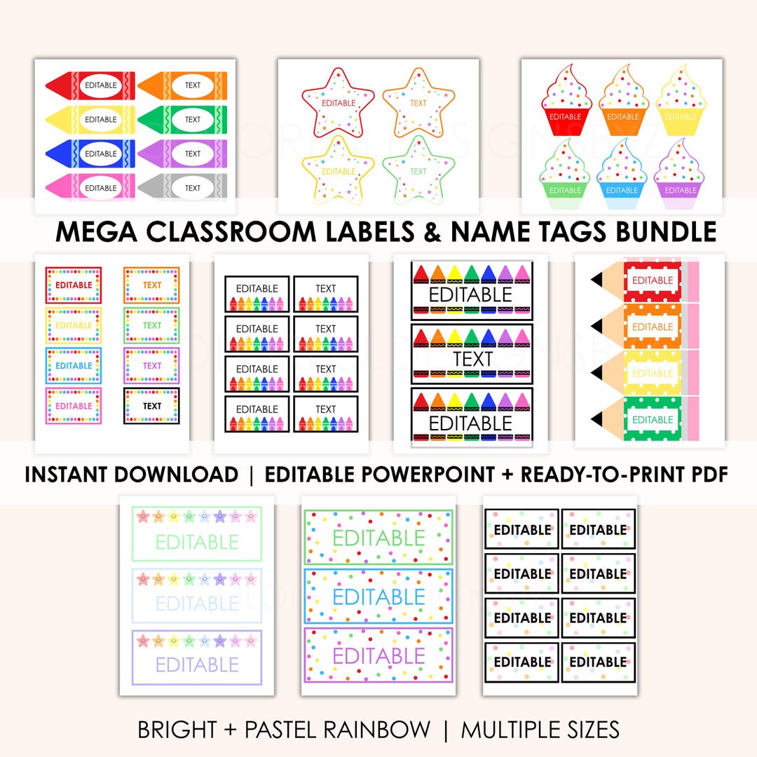 Mega Classroom Labels & Name Tags Bundle | Editable in Powerpoint ...