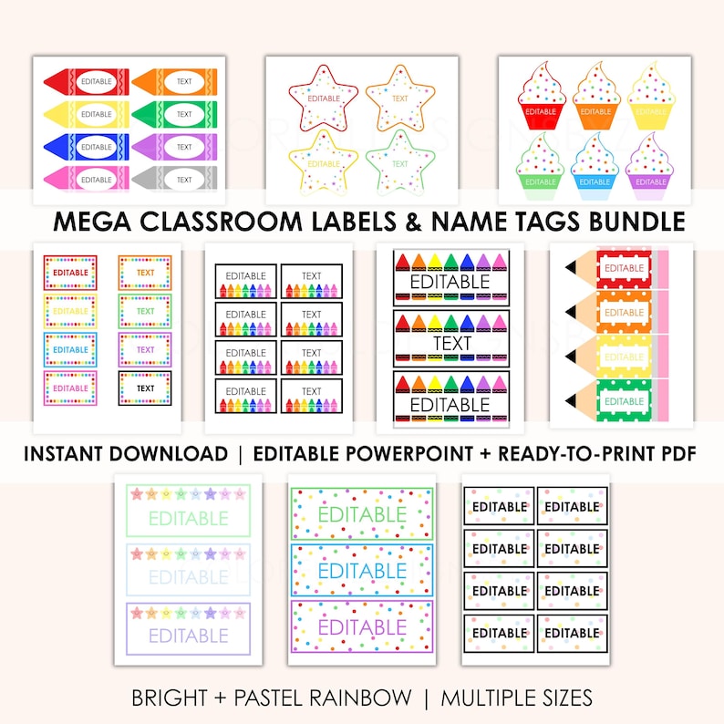 Mega Classroom Labels & Name Tags Bundle | Editable in Powerpoint ...