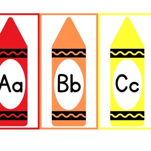 Crayon-themed Printable ABC Flashcards Colorful Alphabet Cards for ...