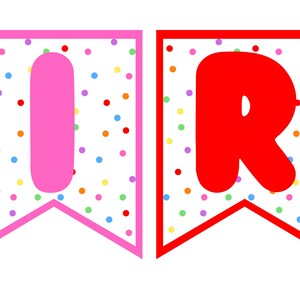 Happy Birthday Banner Printable - Polka Dot Rainbow Party Decoration ...