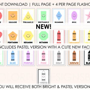 Shapes and Colors Posters + Flashcards + Coloring Pages Bundle | Bright ...