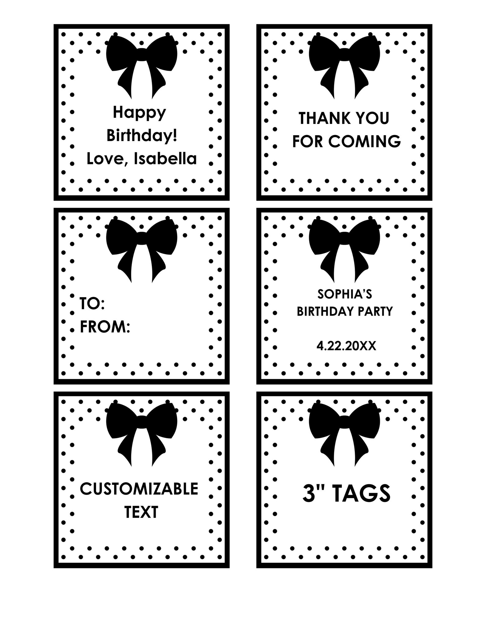 Editable Square Labels Template | 3” Printable Tags | Editable Text ...