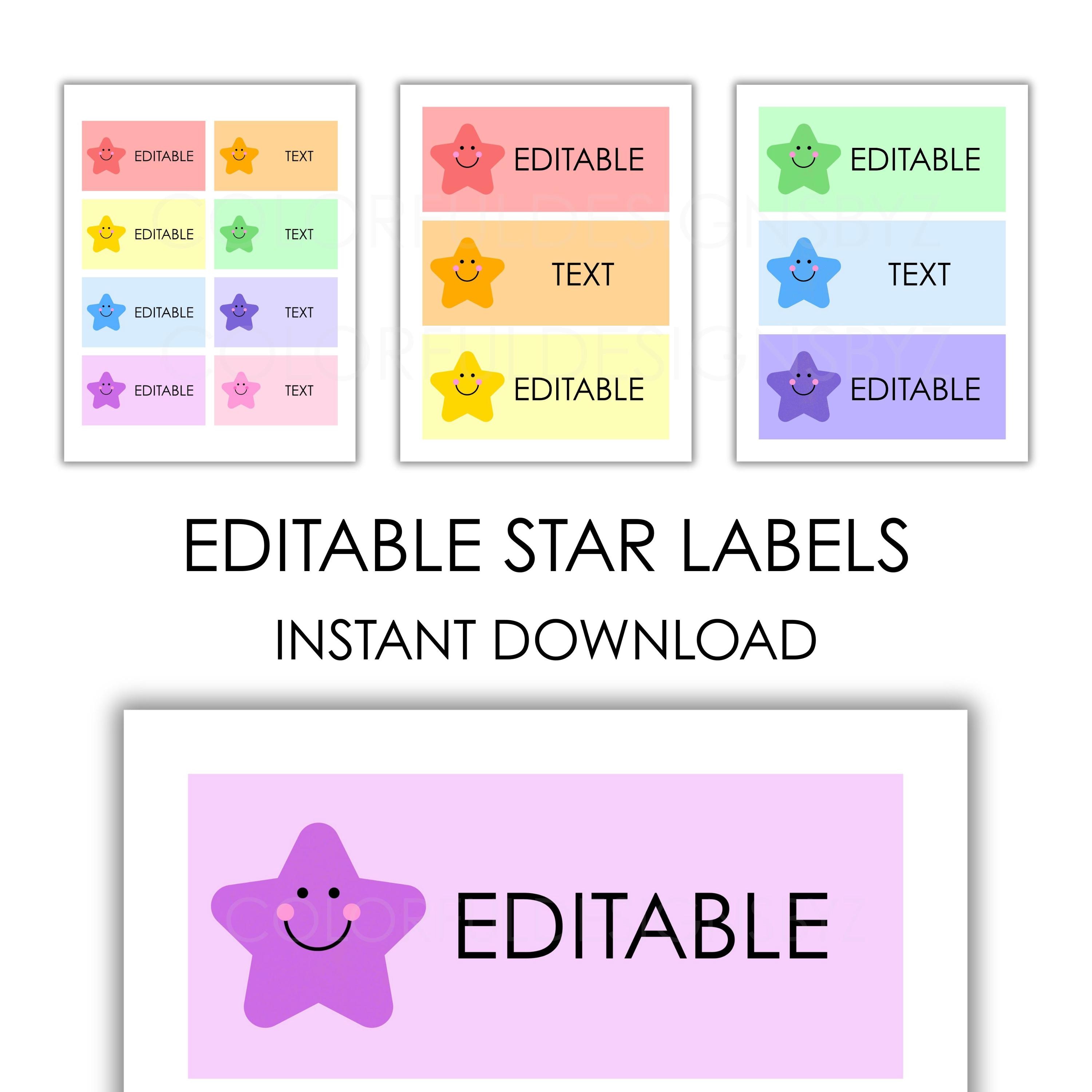 Editable Star Name Tags, Desk Labels for Students, Powerpoint Template ...