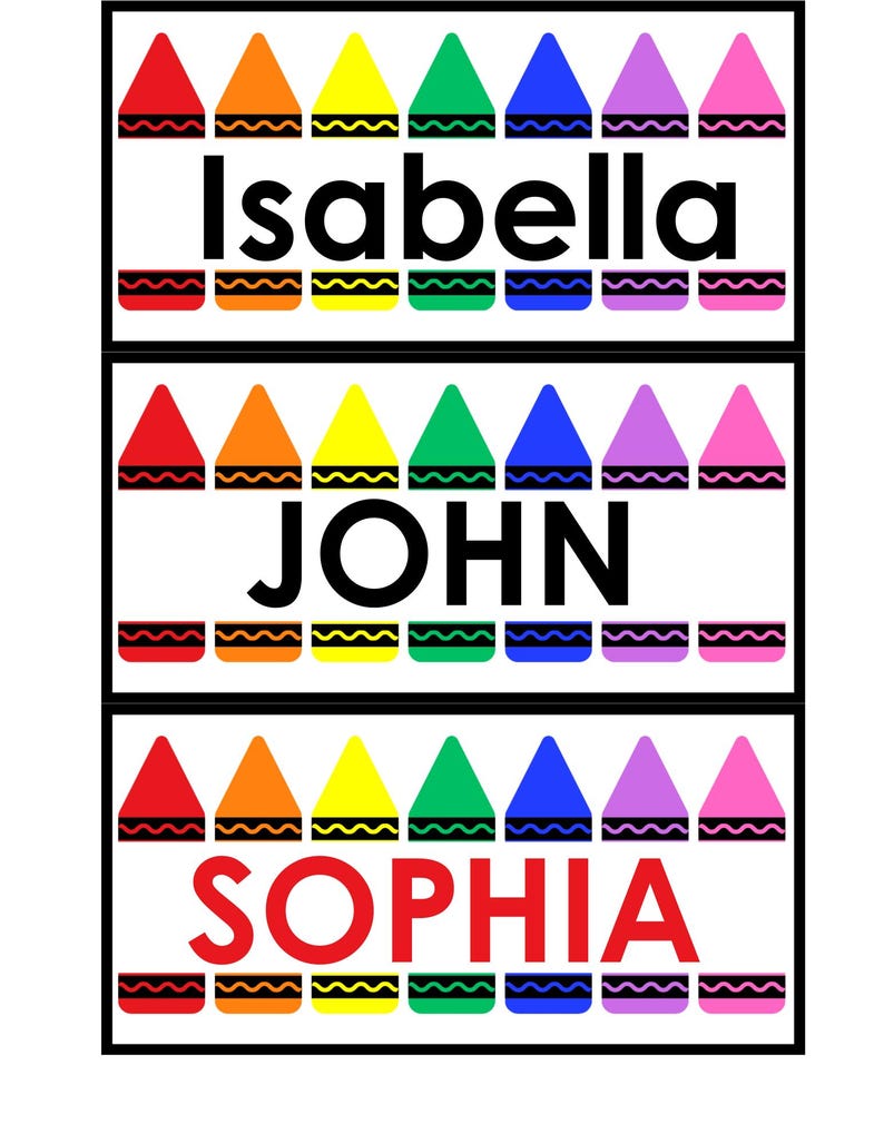 Editable Crayon Name Tags - Printable Classroom Desk Plates, Cubby Tags ...