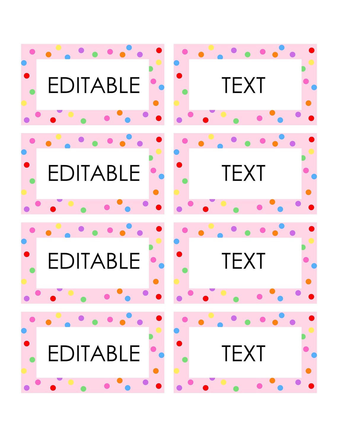 Editable Tags & Labels Printable - Polka Dot Theme - 4 Colors - Instant ...