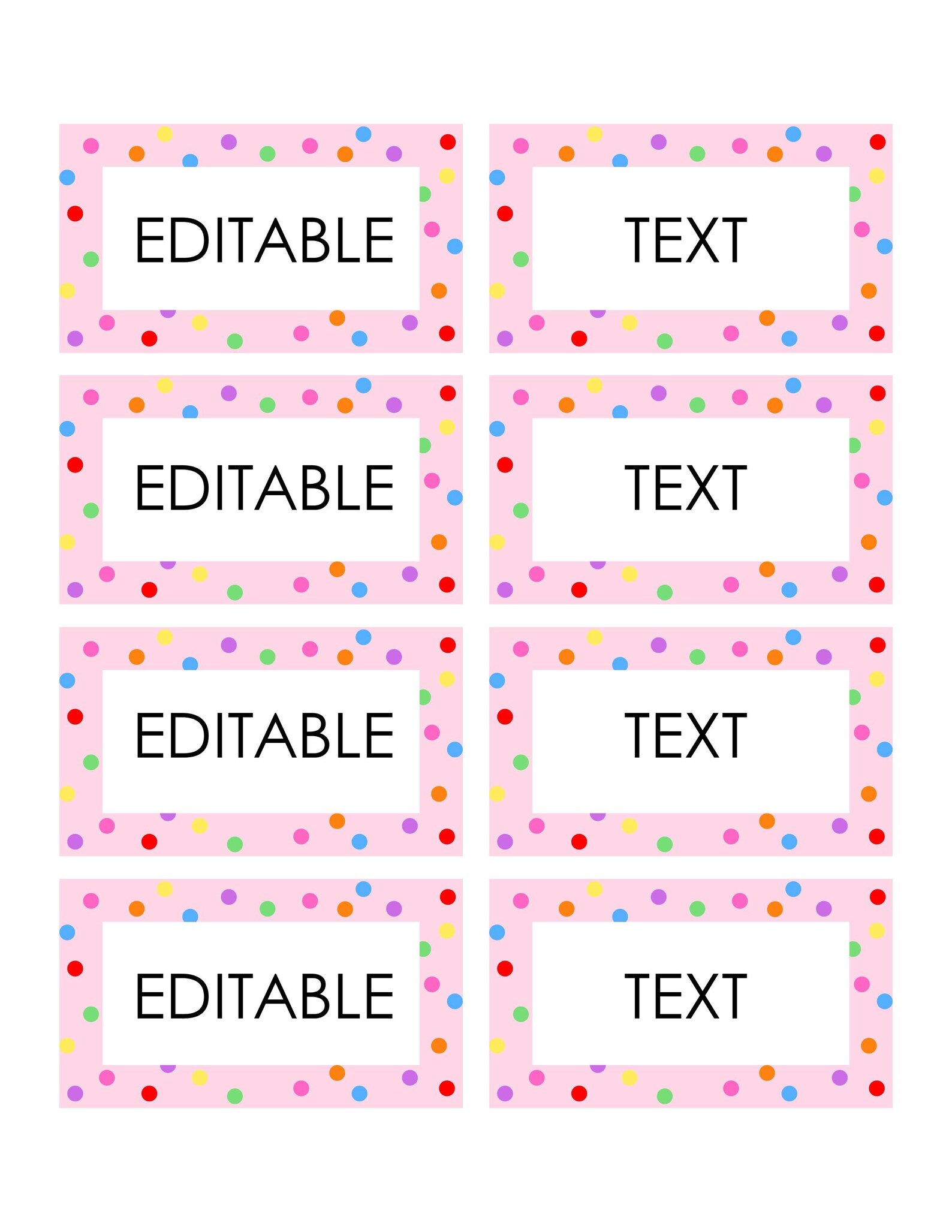 Editable Tags & Labels Printable - Polka Dot Theme - 4 Colors - Instant ...