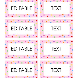 Editable Tags & Labels Printable - Polka Dot Theme - 4 Colors - Instant ...