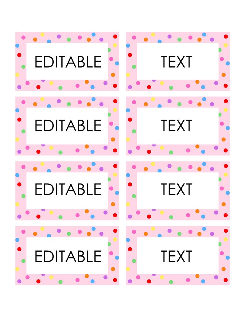 Editable Tags & Labels Printable - Polka Dot Theme - 4 Colors - Instant ...
