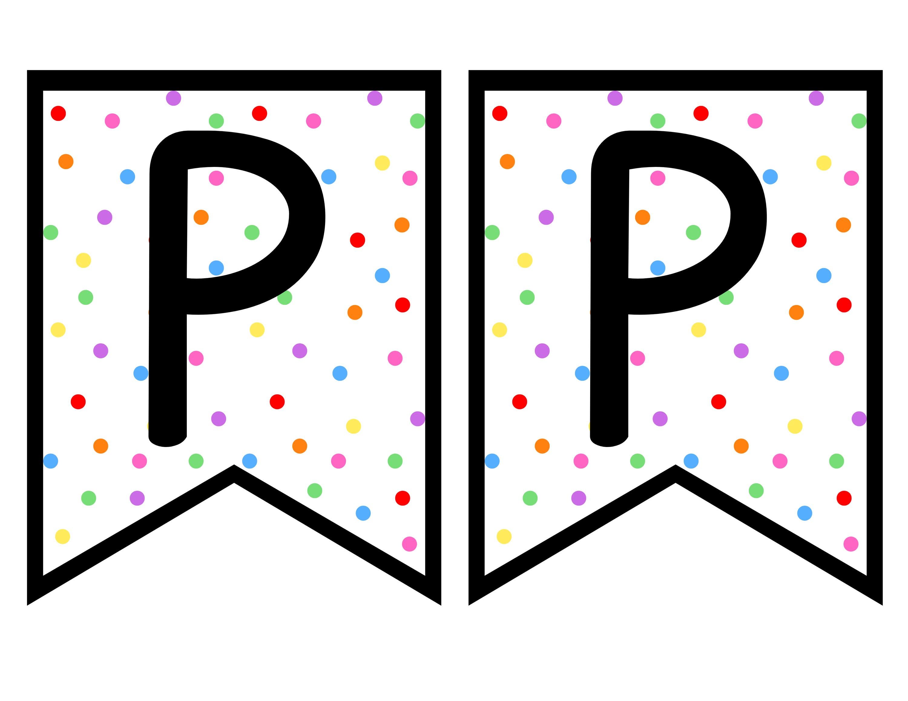 Happy Birthday Banner Printable – Colorful Polka Dot Party Bunting, DIY ...