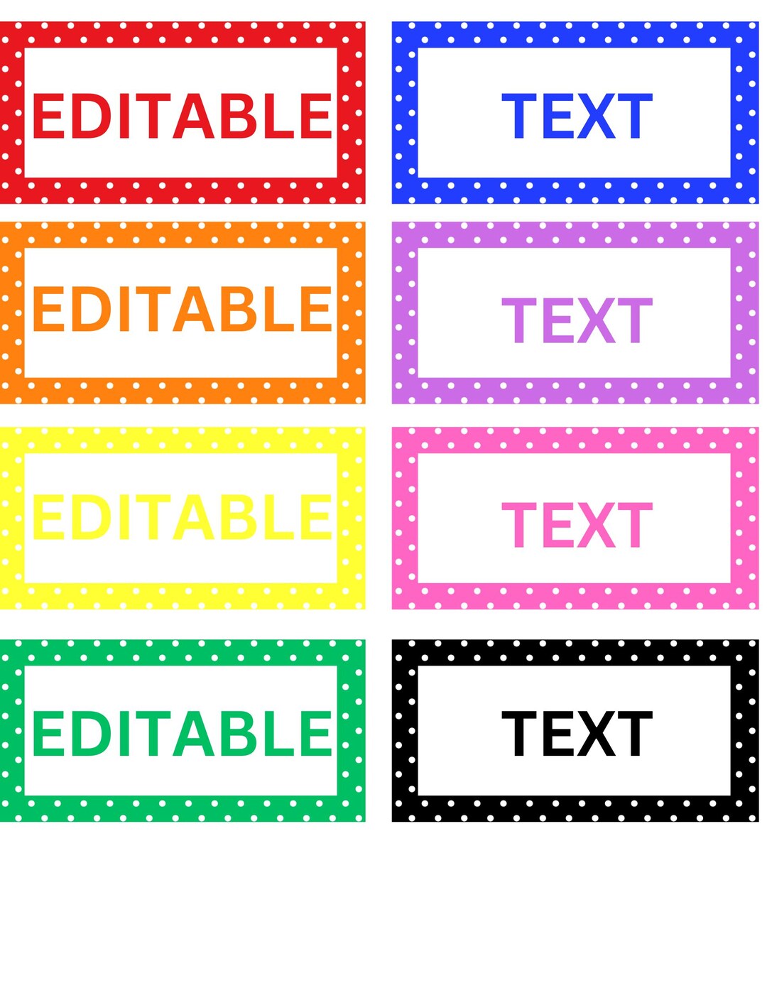 Editable Printable Polka Dot Labels in 16 Colors Digital Download - Etsy