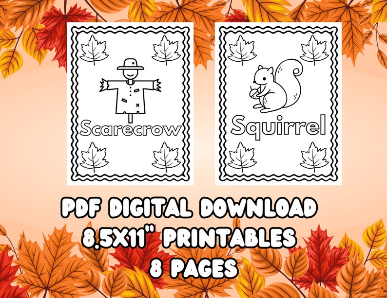 Fall Coloring Pages for Toddlers and Kids, Fall Words Coloring Activity ...