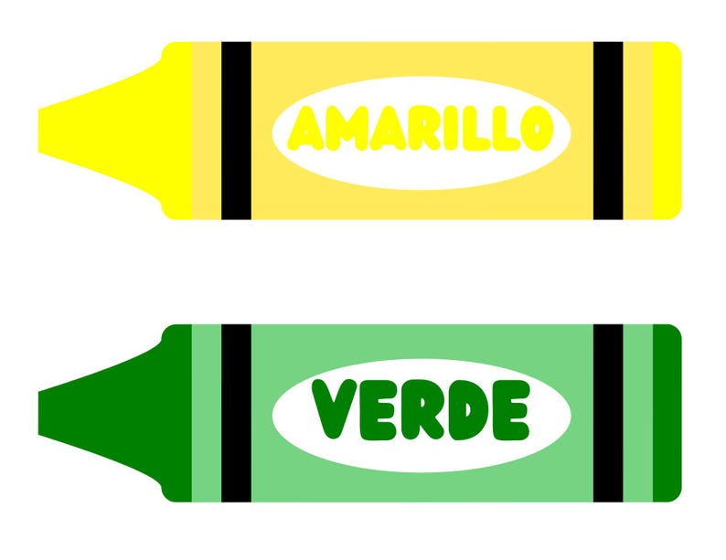 Printable SPANISH Crayon Colors Display Learning Color Words in SPANISH ...